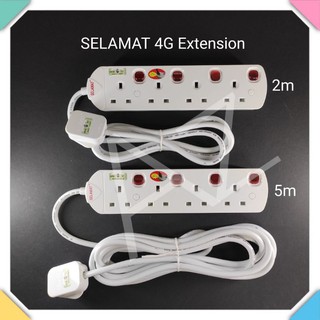 SELAMAT 2/ 3/ 4/ 5/ 6 Gang Multiple Extension Trailing Socket with Neon ...
