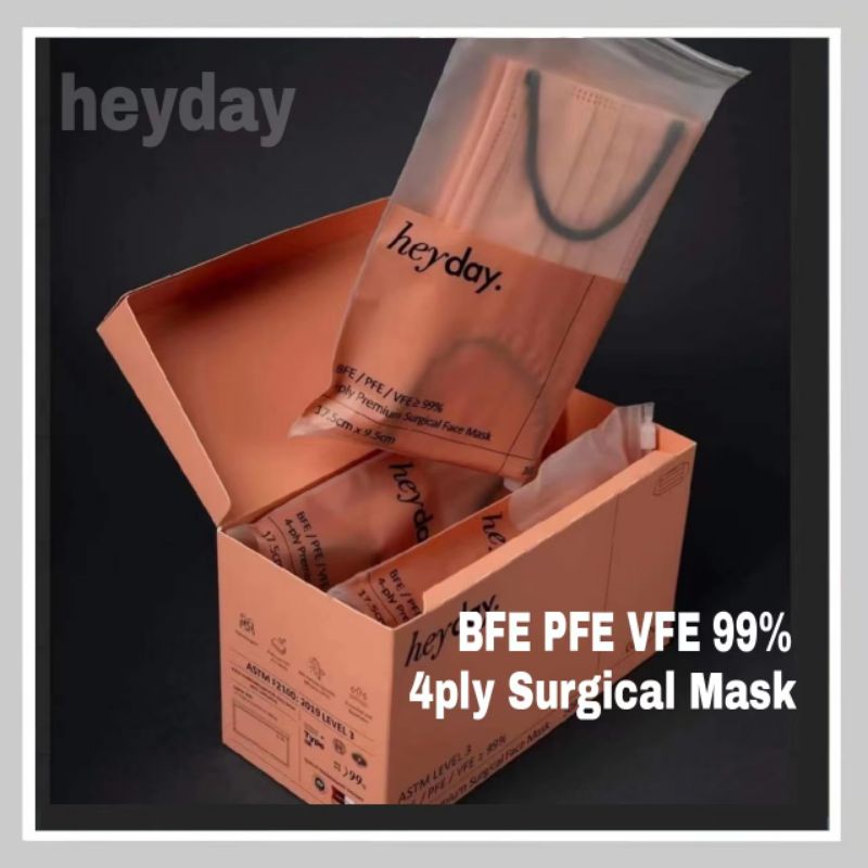 heyday Coral Peach 4ply Premium Surgical Medical Face Mask BFE PFE VFE ...