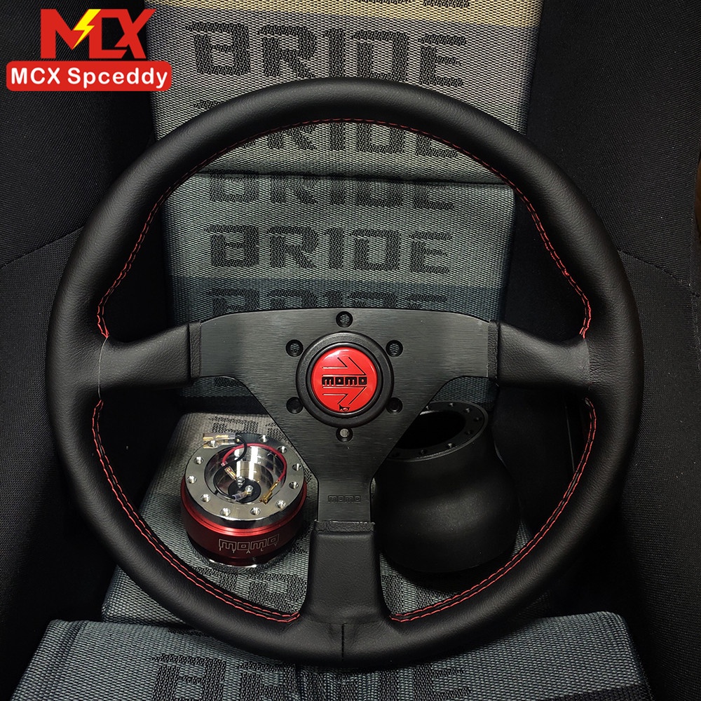 Momo v1 Italy style car racing drift sport universal 14inch 350mm real leather steering wheel ...