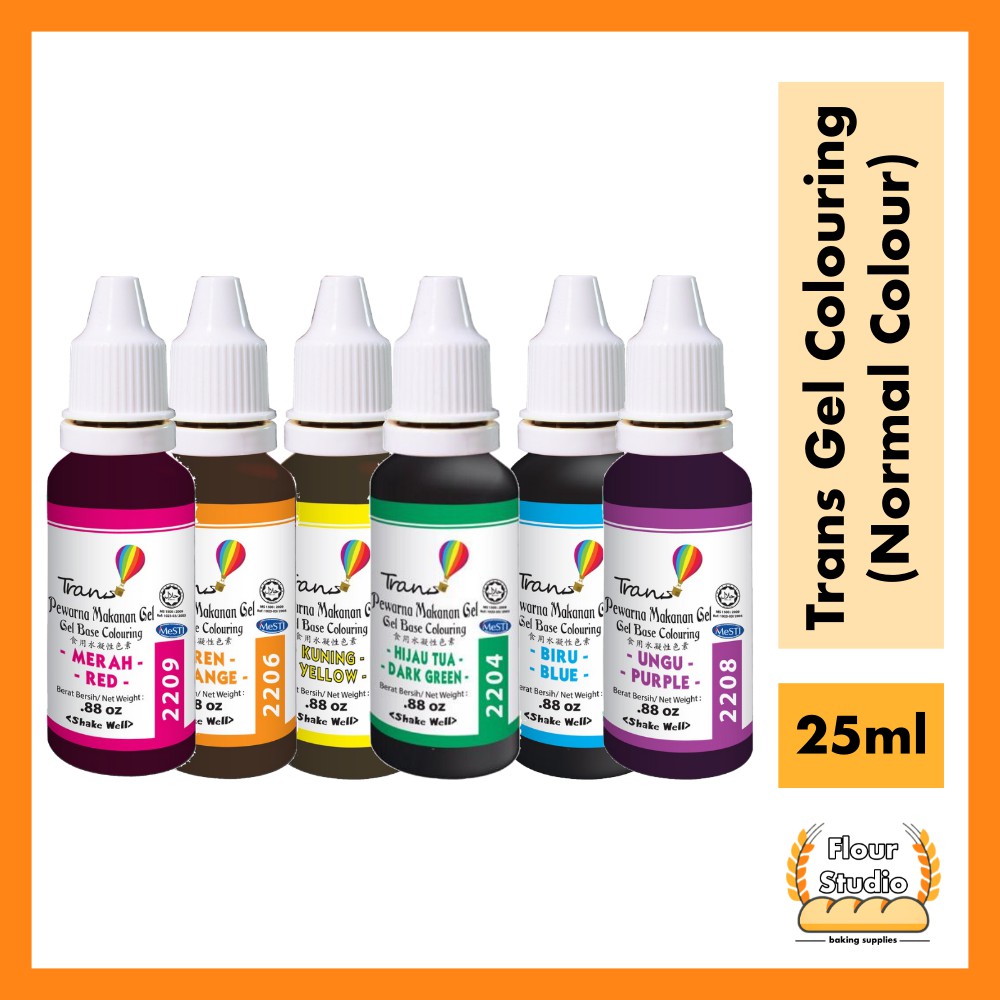 25ml Trans Gel Food Colouring, Edible Colouring, Pewarna Makanan, Halal ...