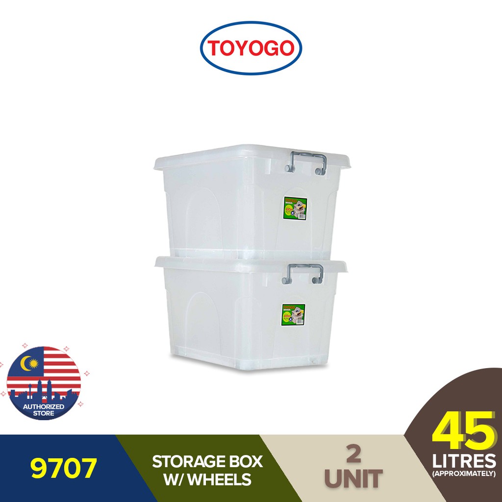 Toyogo Storage Box With Wheels Plastic 9707 (45L) | Shopee Malaysia