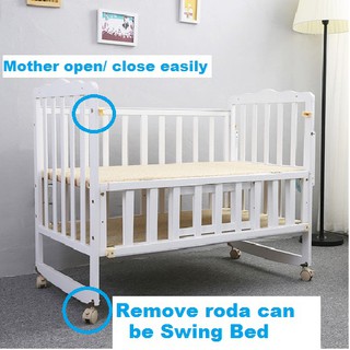 Multifunctional Baby Wooden Cot (White) Double Layer Baby Cot, A Little ...