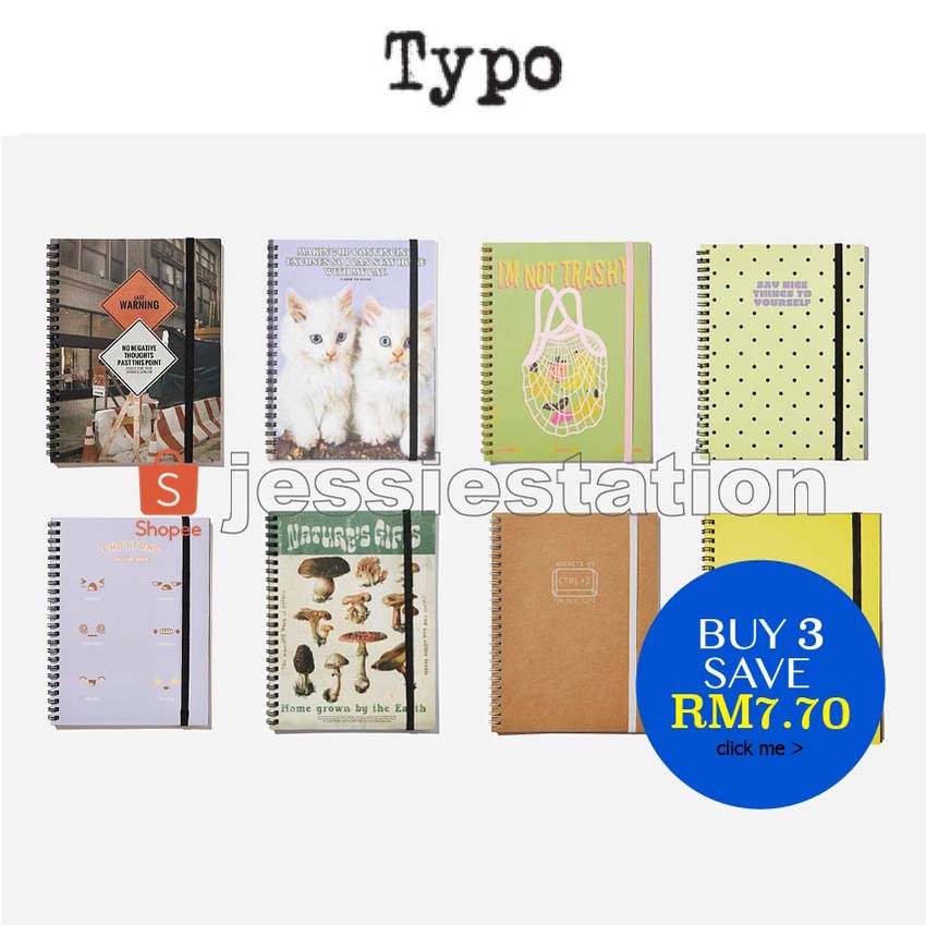 TYPO Notebook / A5 Spinout 120 Lined Pages / More Design | Shopee Malaysia
