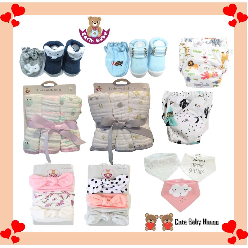 Earth Bebe Baby Romper Set/Muslin Swaddle/Washcloth/BabyTeething Mitten ...