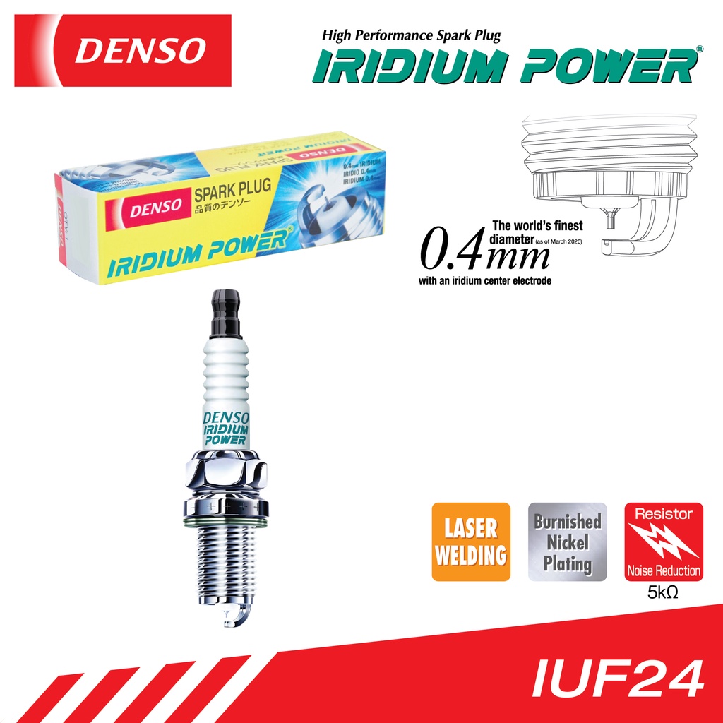 DENSO Motorcycle Spark Plug Iridium Power IUF24 - 067700-9490 (1pc ...