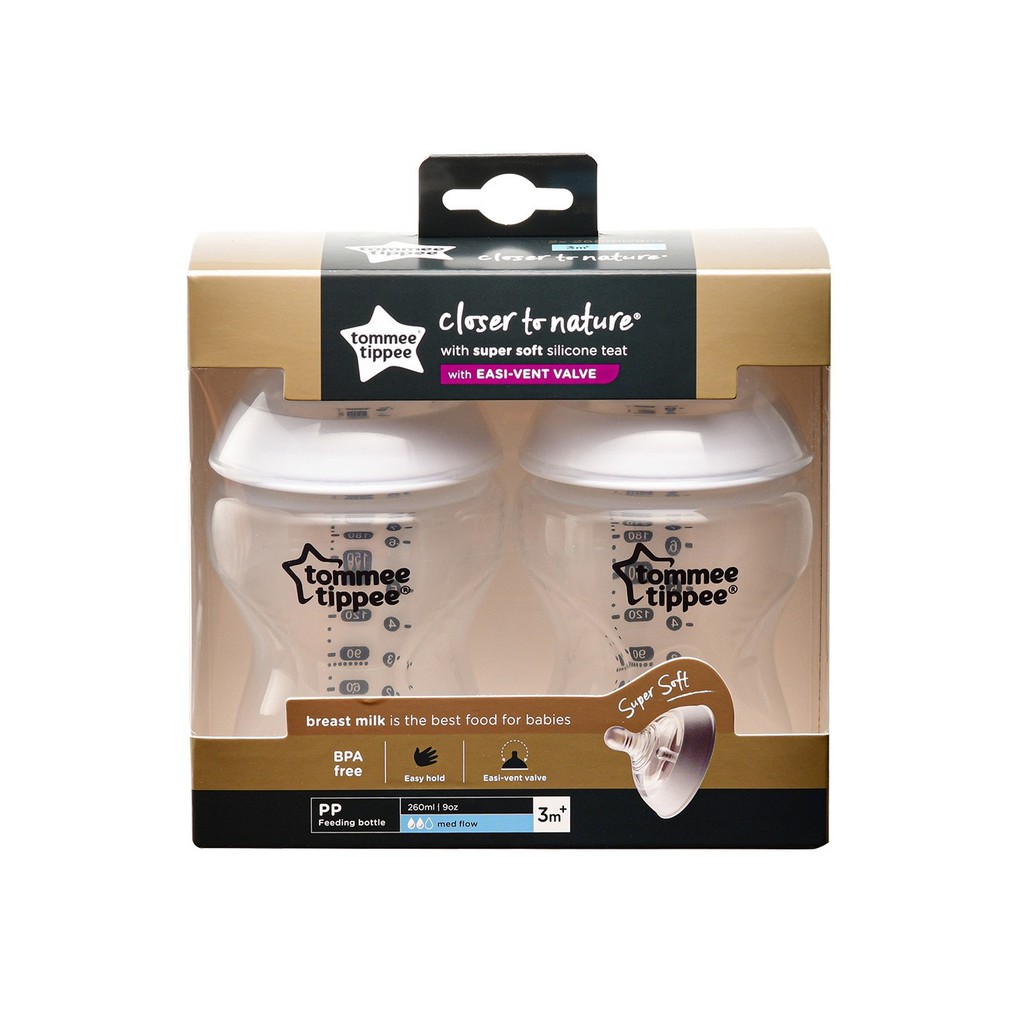 Tommee Tippee Closer to Nature Easivent 260ml Bottles | Shopee Malaysia