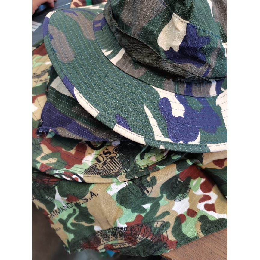 UV Protection Army Outdoor Hat With Fully Cover Face /Topi Kain Kerja ...