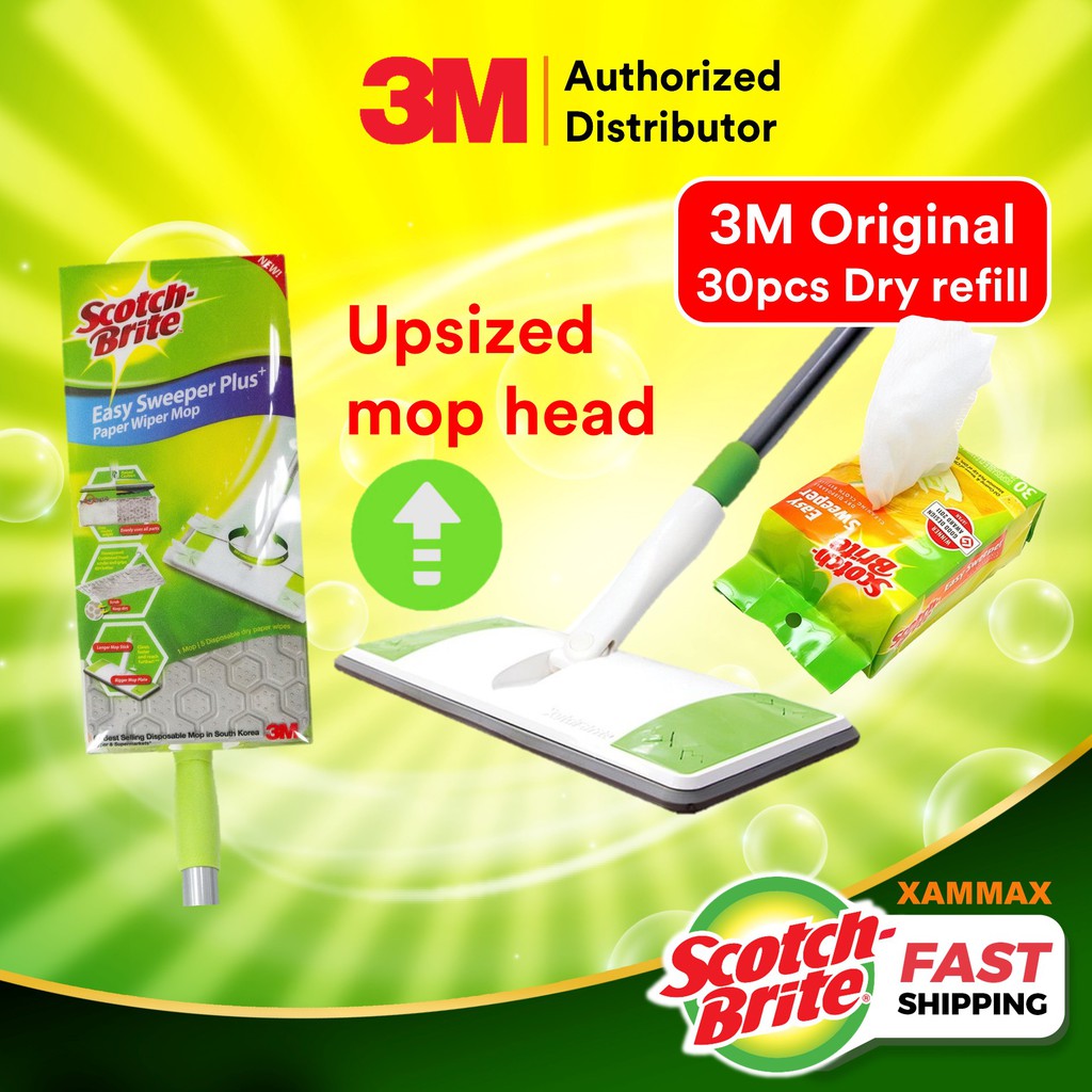 3M Scotch Brite - Easy Sweeper Plus + Paper Wiper Mop Disposable Sheet ...