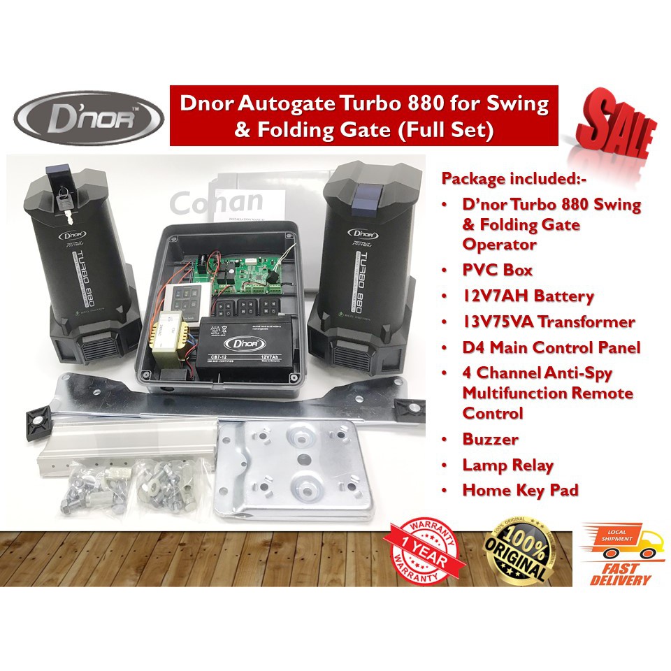 Dnor Autogate Turbo 880 Automation For Swing Folding Gate Full Set