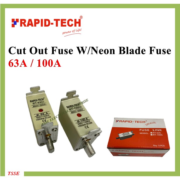 🔥Ready Stock🔥 63A 100A Cut Out Blade Type Fuse w/neon (For TNB Cut out ...