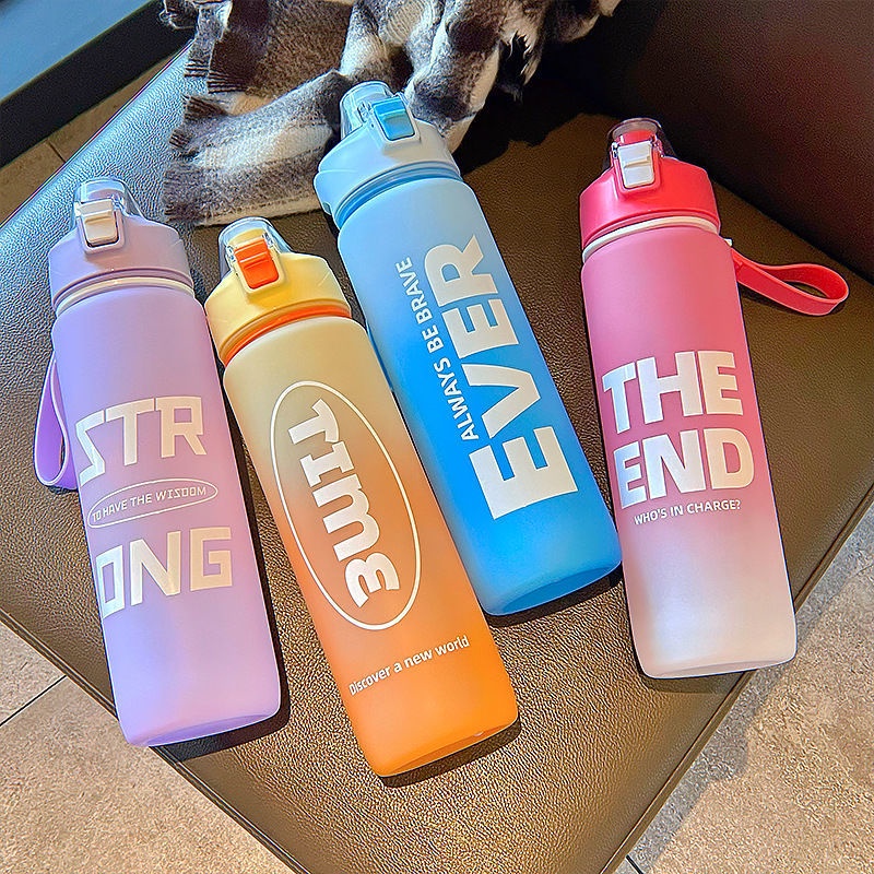1000ML NEW Fashion Matte Texture Water Bottle with Lanyard Portable ...