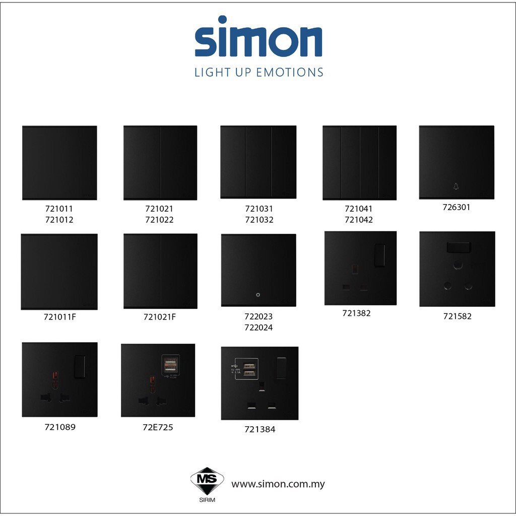 Simon E6 Series Switch / Switches & Socket Outlet BLACK COLOR , SIRIM ...