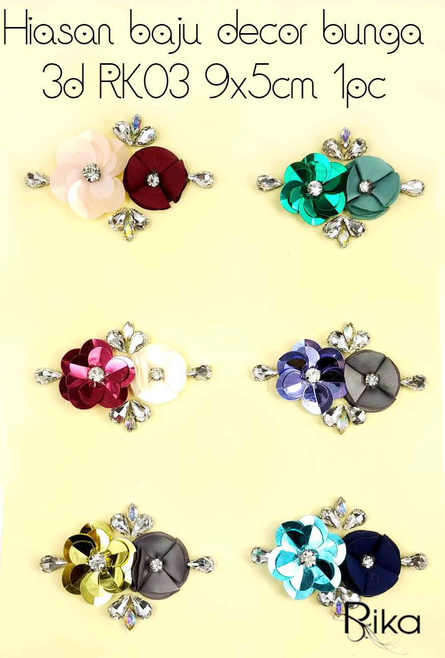 Hiasan baju decor bunga 3d RK03 9.5x6cm 1pc | Shopee Malaysia