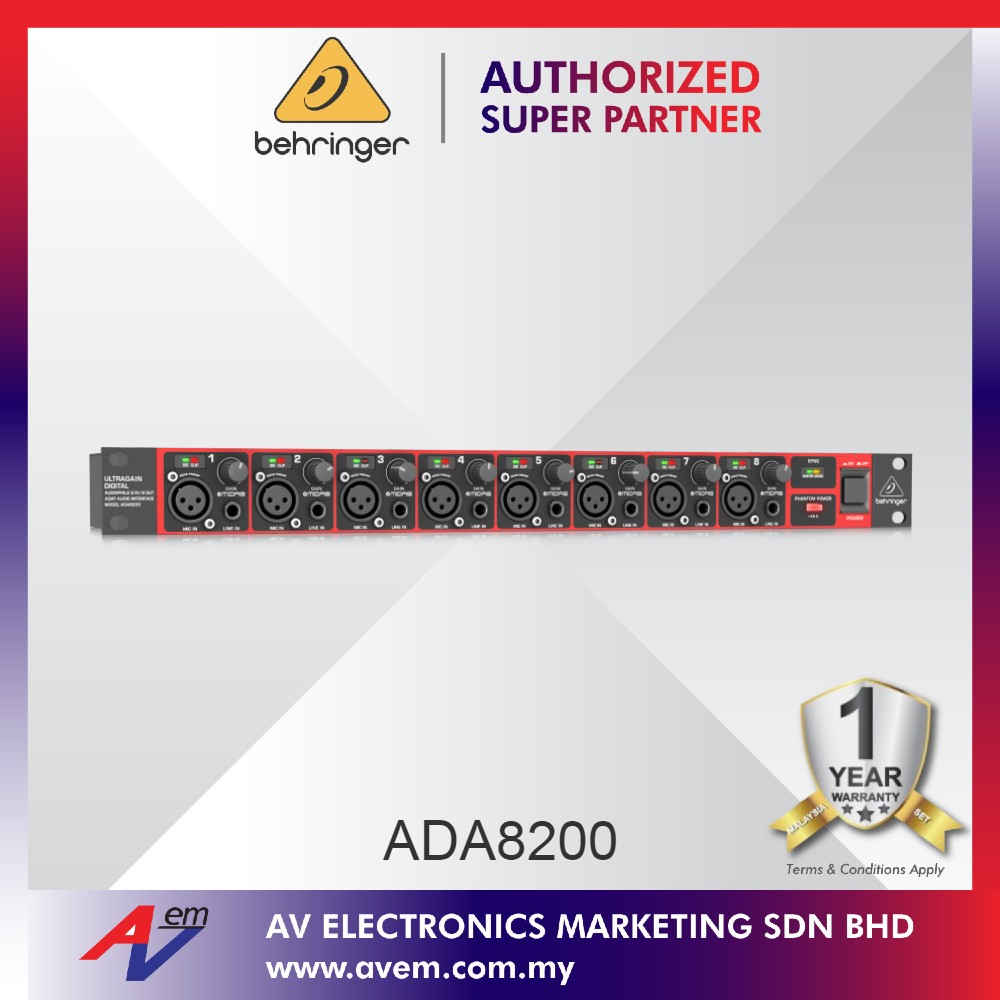 BEHRINGER ULTRAGAIN DIGITAL ADA8200 Audiophile 8 In/8 Out ADAT Audio ...