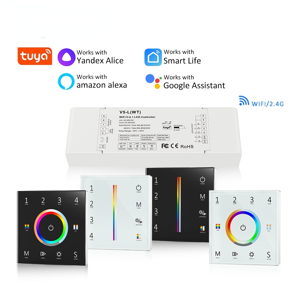 Tuya Led Controller 5 In 1 Dimmer Cct Rgb Rgbw Rgbww Rgbcct Strip Smart ...