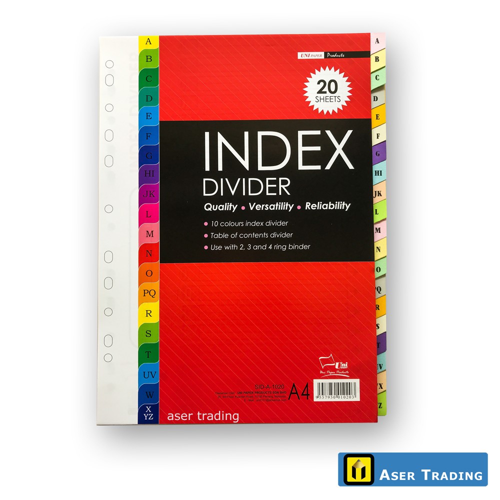 UNI PAPER INDEX DIVIDER A to Z ( 20 sheets) | Shopee Malaysia
