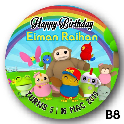 Goodies Birthday Packaging Party Sticker Didi And Friends #B8 55pcs ...