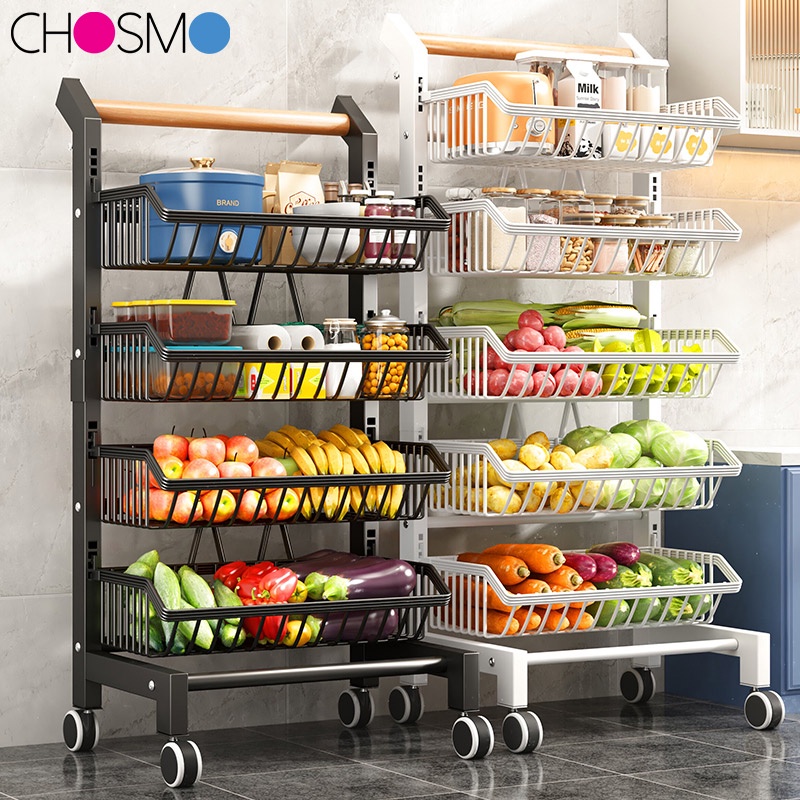 Storage Rack Trolley Rak Dapur Multipurpose Kitchen Baskets Rack Shelf ...