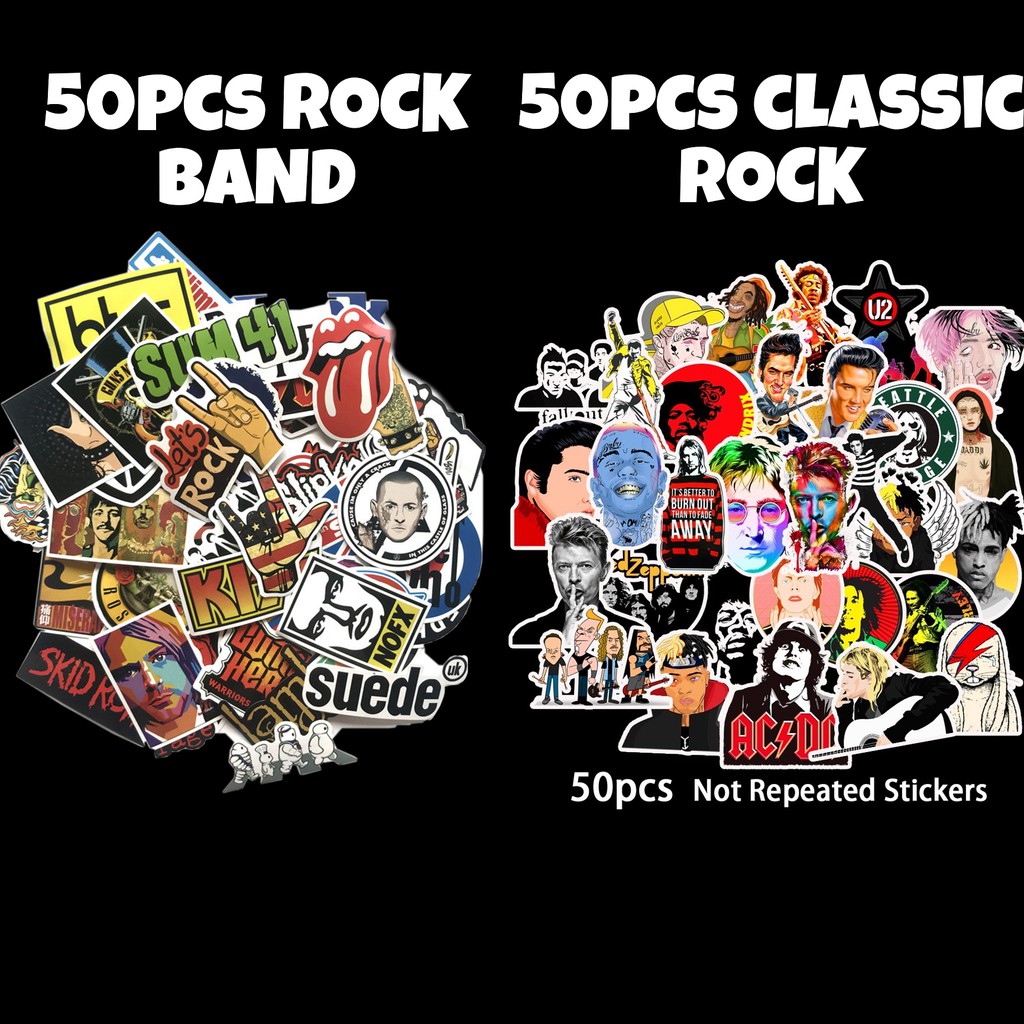 50pcs ROCK BAND / CLASSIC ROCK Vinyl Decal graffiti STICKERS bomb for ...