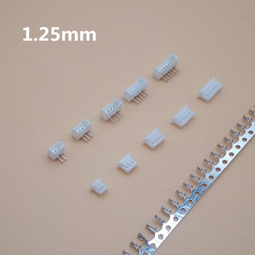 20sets MICRO JST 1.25 2/3/4/5/6/7/8/9/10 pin connector 1.25MM PITCH Right Angle pin header ...
