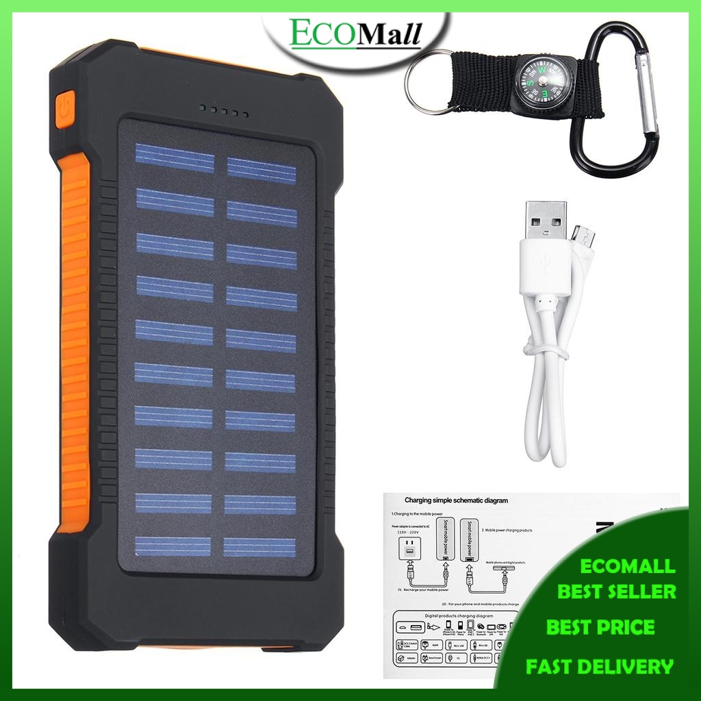 20000mah Compass Solar & USB Power Bank Waterproof External Charger ...