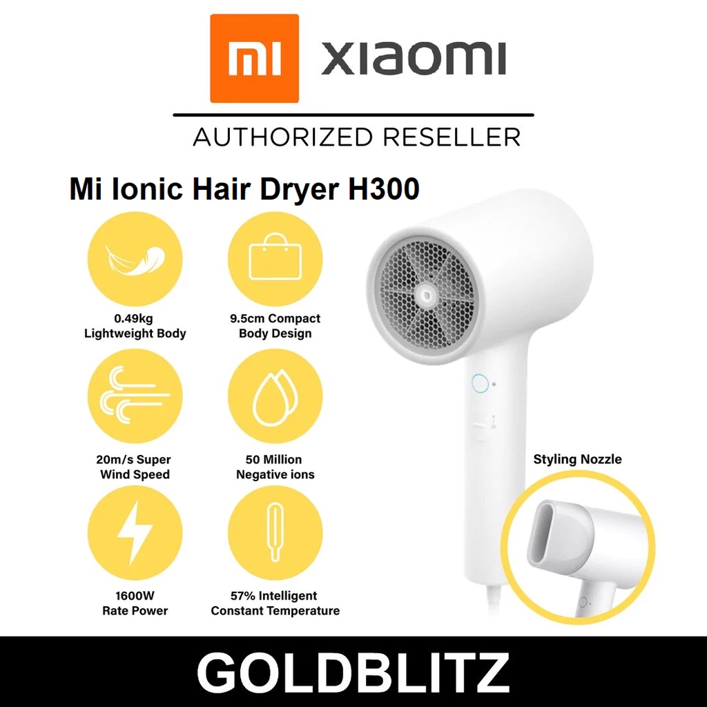 Xiaomi Mi Ionic Hair Dryer H300 1600W Power 50 Million Negative Ions ...