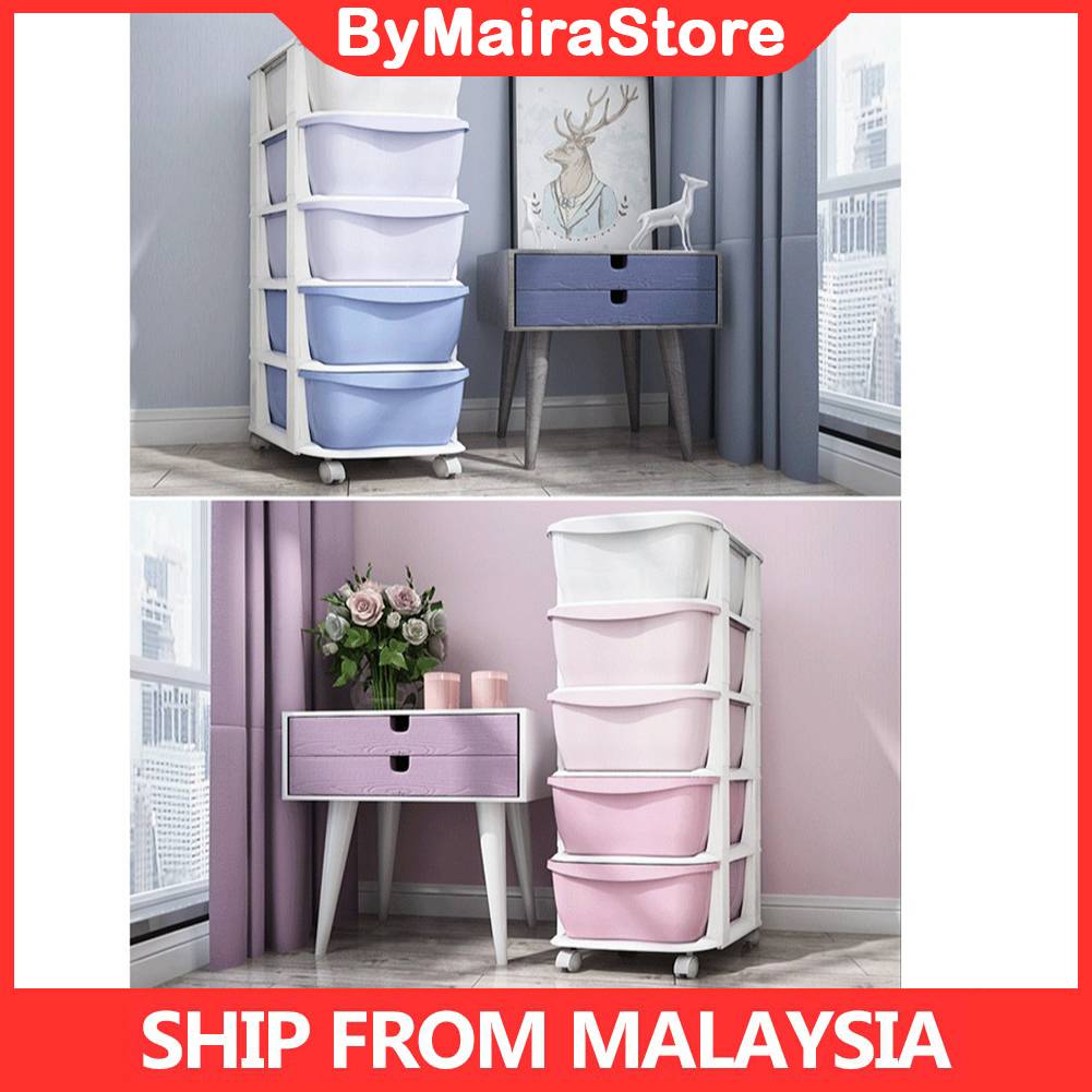 5 Tier Plastic Drawer Plastic Cabinet Storage Cabinet Rak Kabinet ...