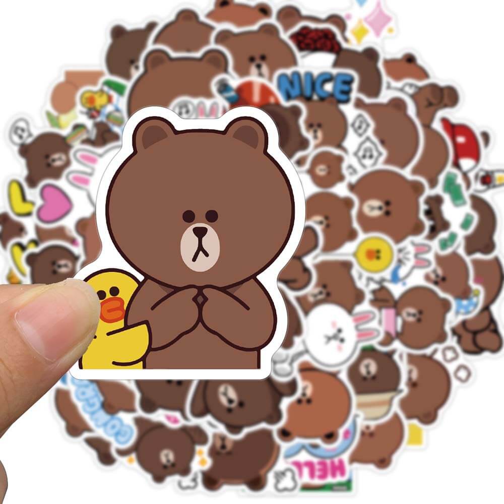 Line Sticker Brown Bear
