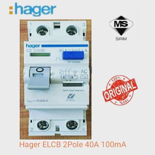 HAGER ELCB CE240B 2POLE 40A/63A 100mA (Ready Stock) | Shopee Malaysia
