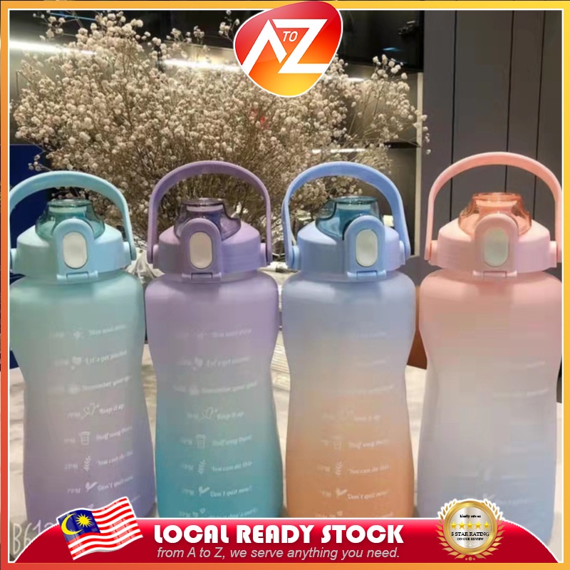 A To Z 1.5/2L Water Bottle Macaron With Lid And Straw Botol Air Macaron ...