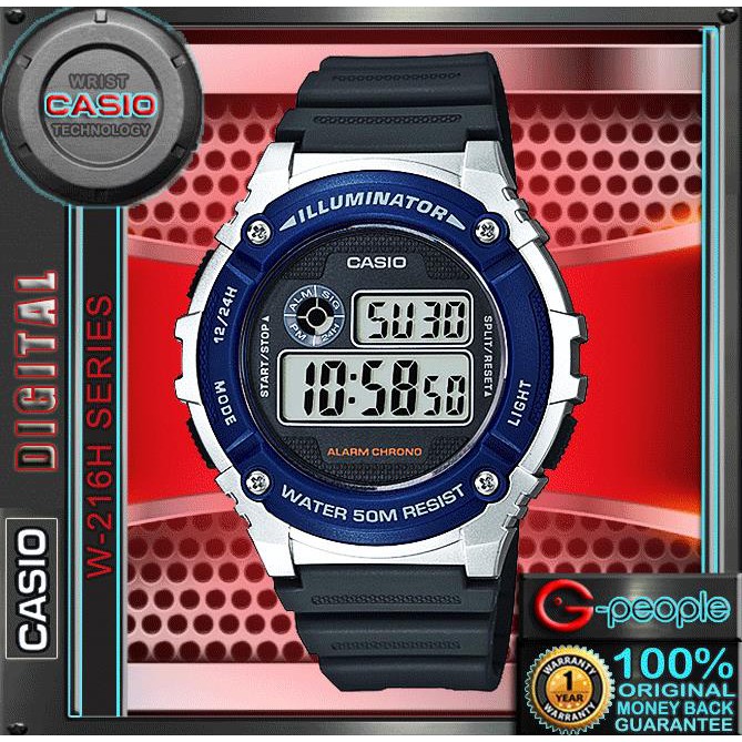 CASIO W-216H-2AV / W-216H-2A / W-216H STANDARD DIGITAL WATCH 100% ORIGINAL | Shopee Malaysia