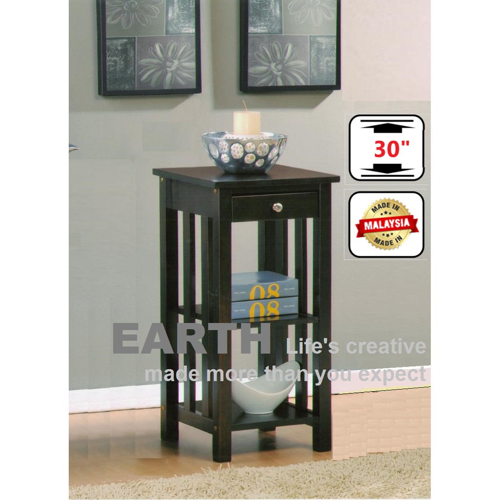 Earth Drawer Wooden MultiRack/Full Solid Rubberwood Console Table/Kayu ...