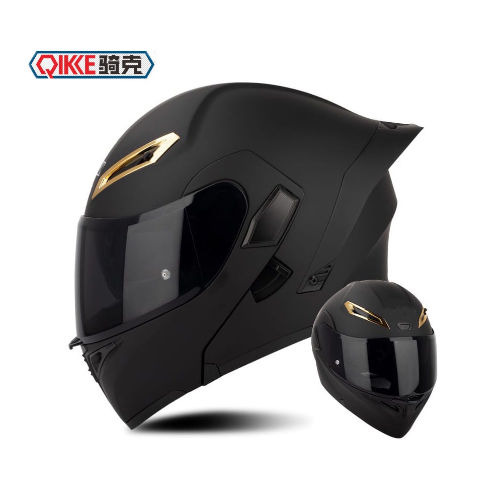 QIKE Flip up Helmet Modular Motorcycle Helmet Double Lens Built-in Sun ...
