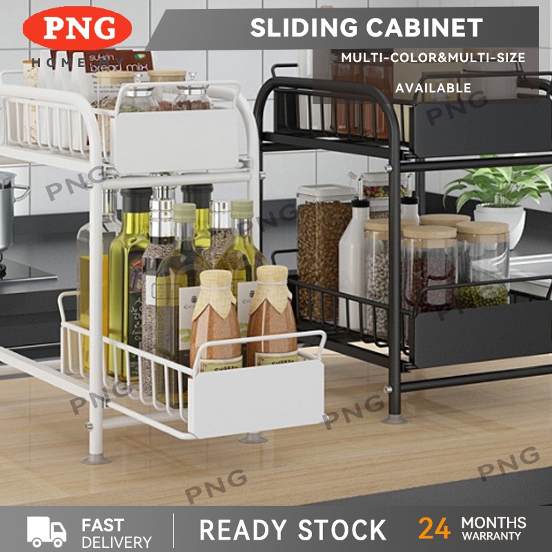 Spice Rack Kitchen Storage Rack Full Steel Sliding Cabinet Rak Dapur ...