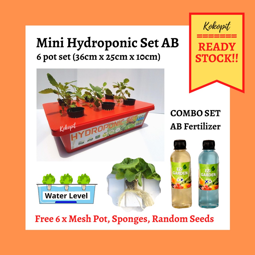 🌱READY STOCK🌱 MINI HIDROPONIK SET / HYDROPONIC SET COMBO BAJA AB ...