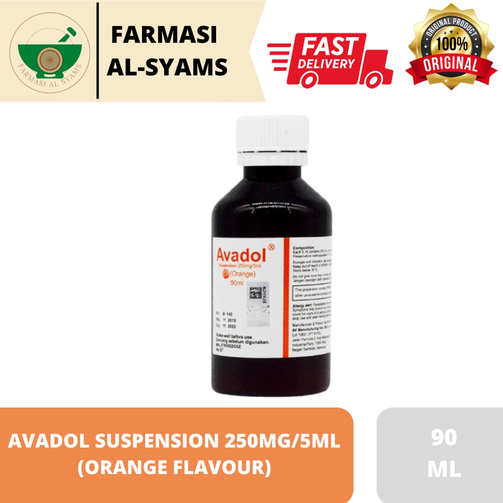 AVADOL SUSPENSION 250MG/5ML (90ML) ORANGE FLAVOUR | Shopee Malaysia