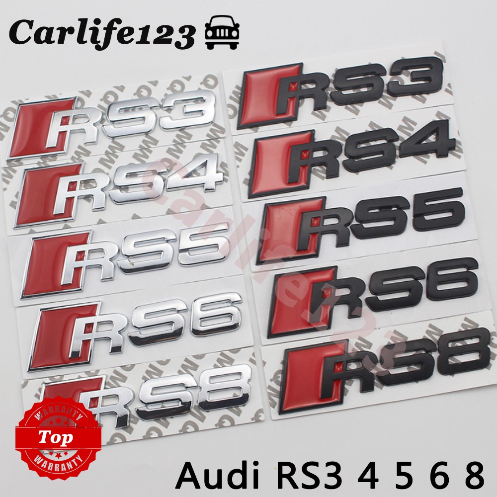 Silver Metal Chrome Trunk Badge Emblem Logo Sticker for Audi RS3 RS4 ...