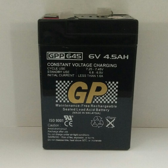GP 6V 4.5AH Rechargeable Sealed Lead Acid Battery (GPP645) | Shopee ...