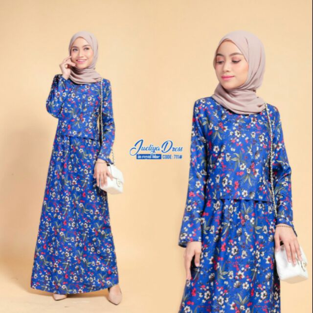 Jueliya dress 711# printed floral dress, stylish dress, baju raya! maxi ...