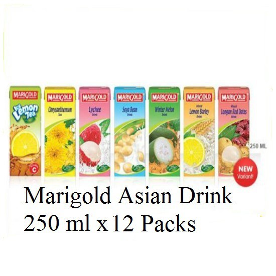 250ml x 12 packs Marigold Asian Drink（Ice Lemon Tea / Soya Bean ...