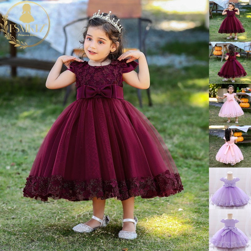 FSMKTZ Children Purple Ball Gown Princess Baby Girl Clothes Lace Red ...