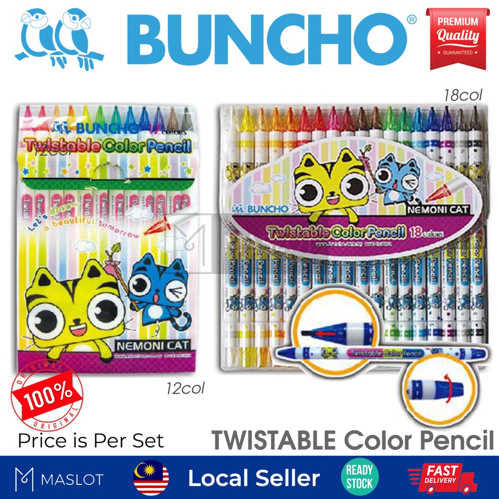 Buncho Twistable 12 /18 Color Pencil Colour | Shopee Malaysia