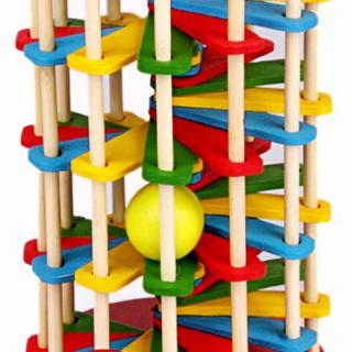 Wooden Colorful Knocking Ball Fall the Ladder Puzzle Toy Mainan Kayu ...