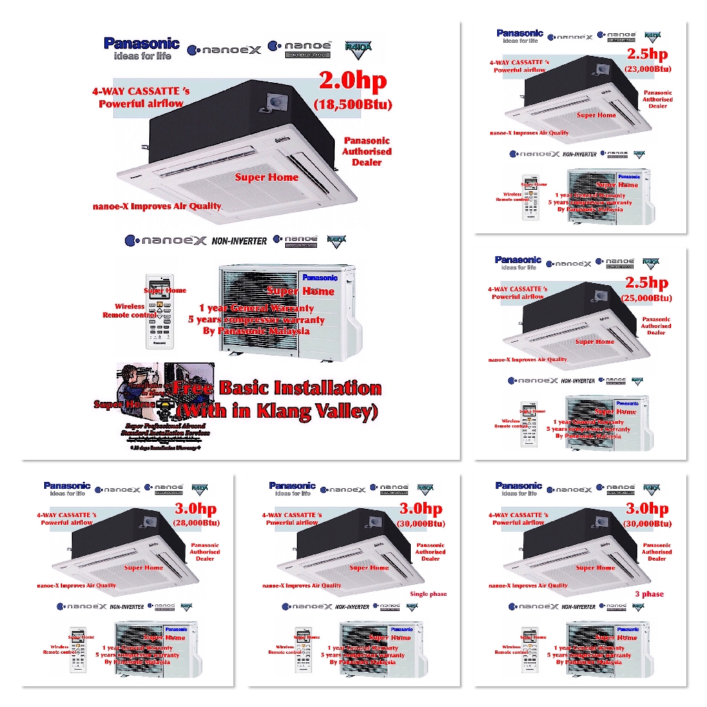Panasonic Inverter Ceiling Cassette Malaysia | Shelly Lighting
