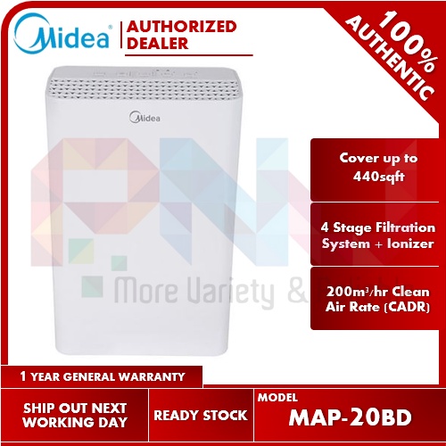 Midea 3 in 1 Compound Filter Ionizer Air Purifier MAP-20BD (Cover up to ...