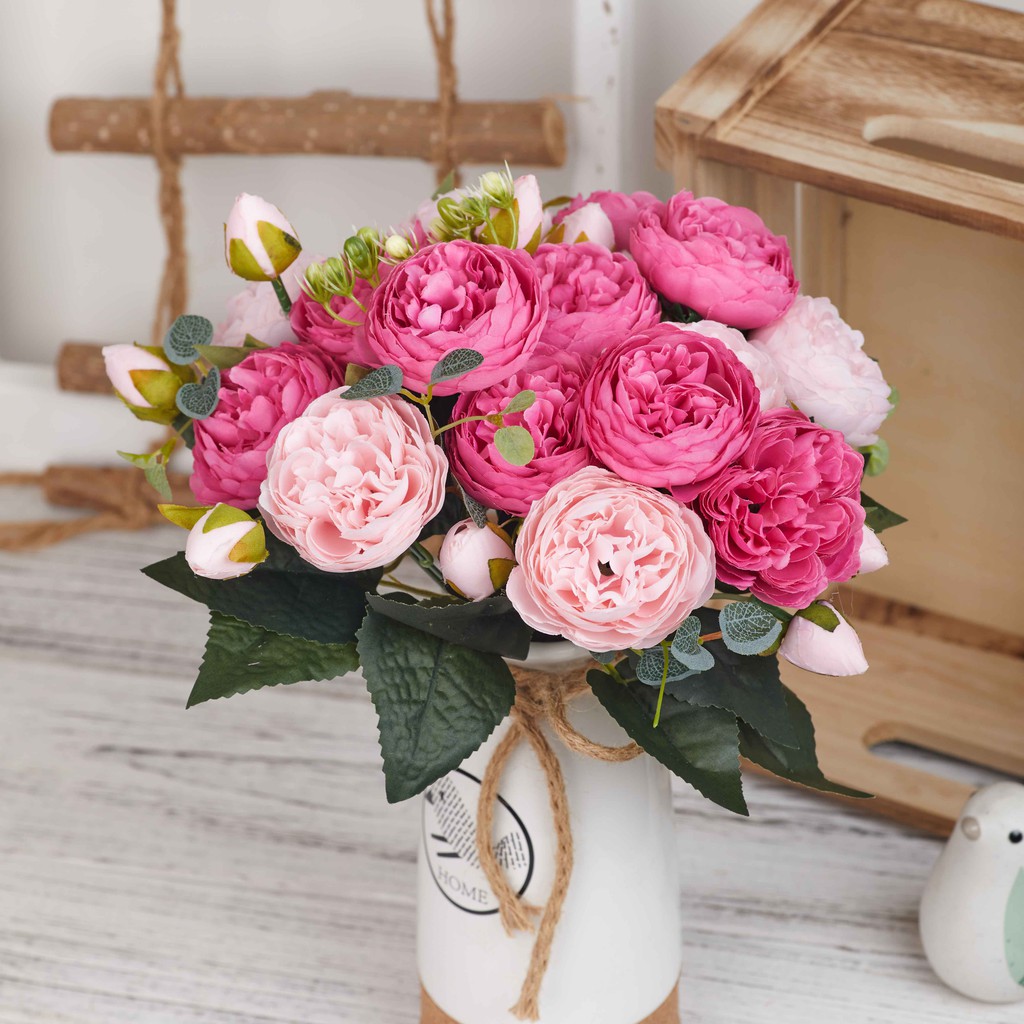 [READY STOCK]5 HEADS Bunga Hiasan Artificial Flowers Roses Bunches Home ...