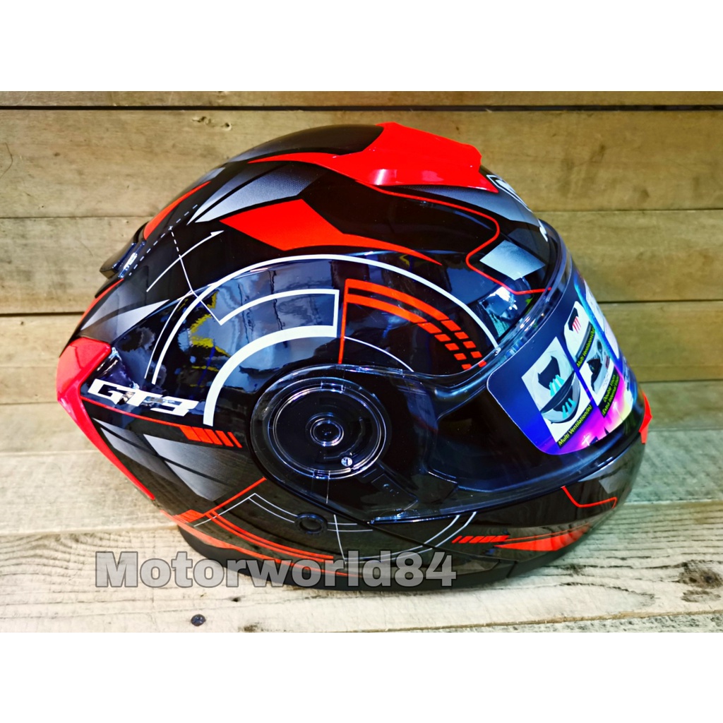MHR HELMET FULL FACE FLIP UP DOUBLE VISOR FU926 BLACK RED E MARK ER6 ...