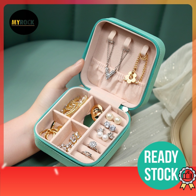 Jewellery Storage Case PU Leather Bag Storage Box with Zip Earring ...