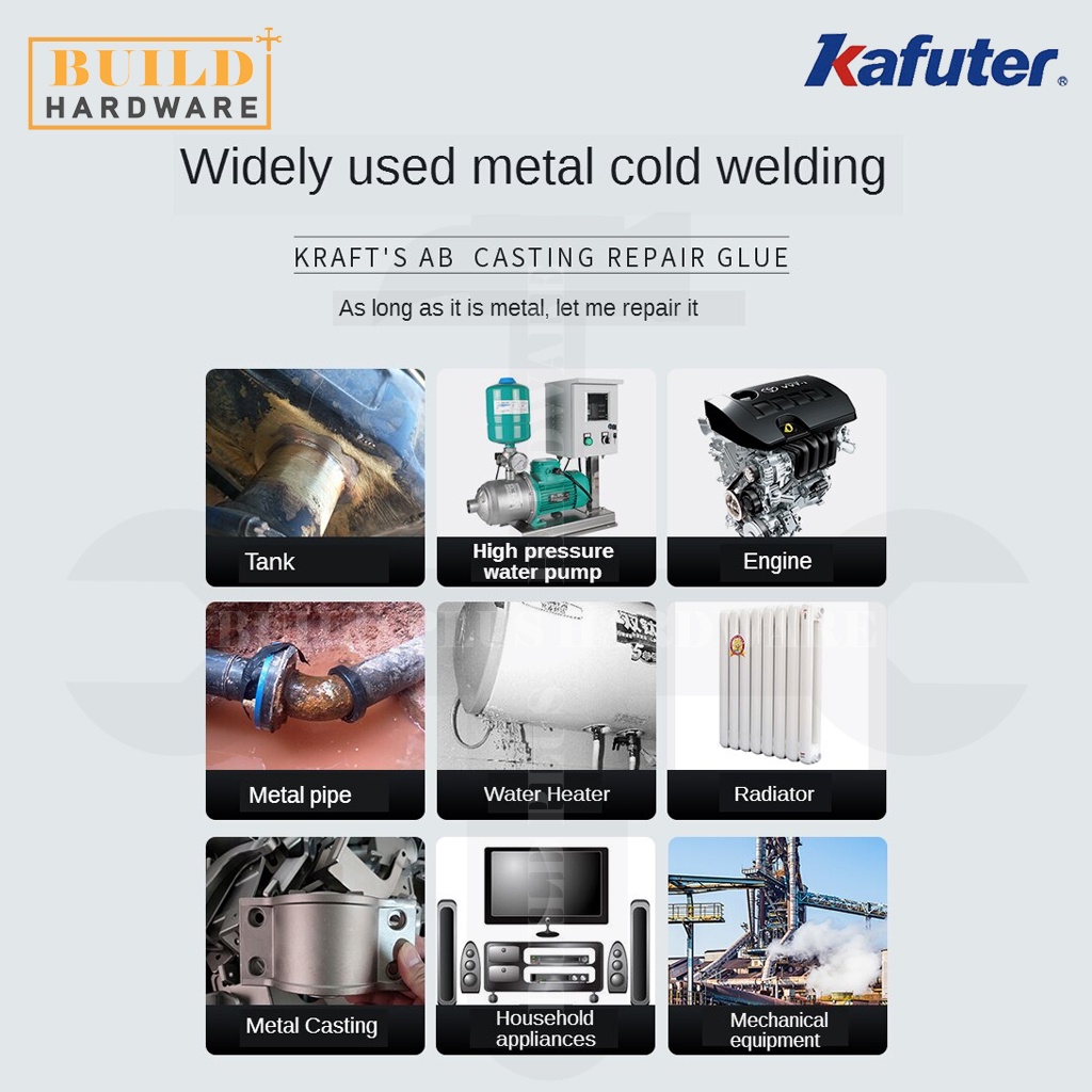KAFUTER K-9119 Steel Weld Epoxy Compound (A+B) 65G Adhesive Repairing Casting Leakage Plugging ...