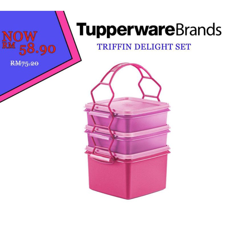 Ready Stock!! Tupperware Triffin Delight Set 3 tier / Double Deep 2tier ...